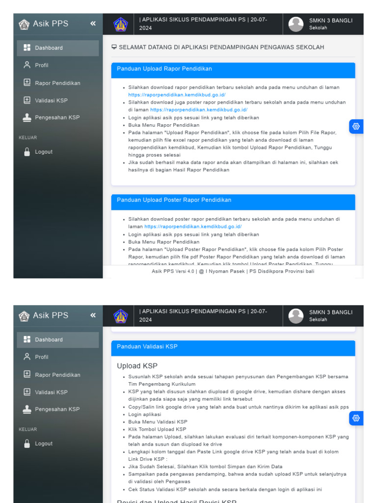 Asik PPS - Aplikasi Siklus Pendampingan Pengawas Sekolah - Disdikpora Provinsi Bali | PDF