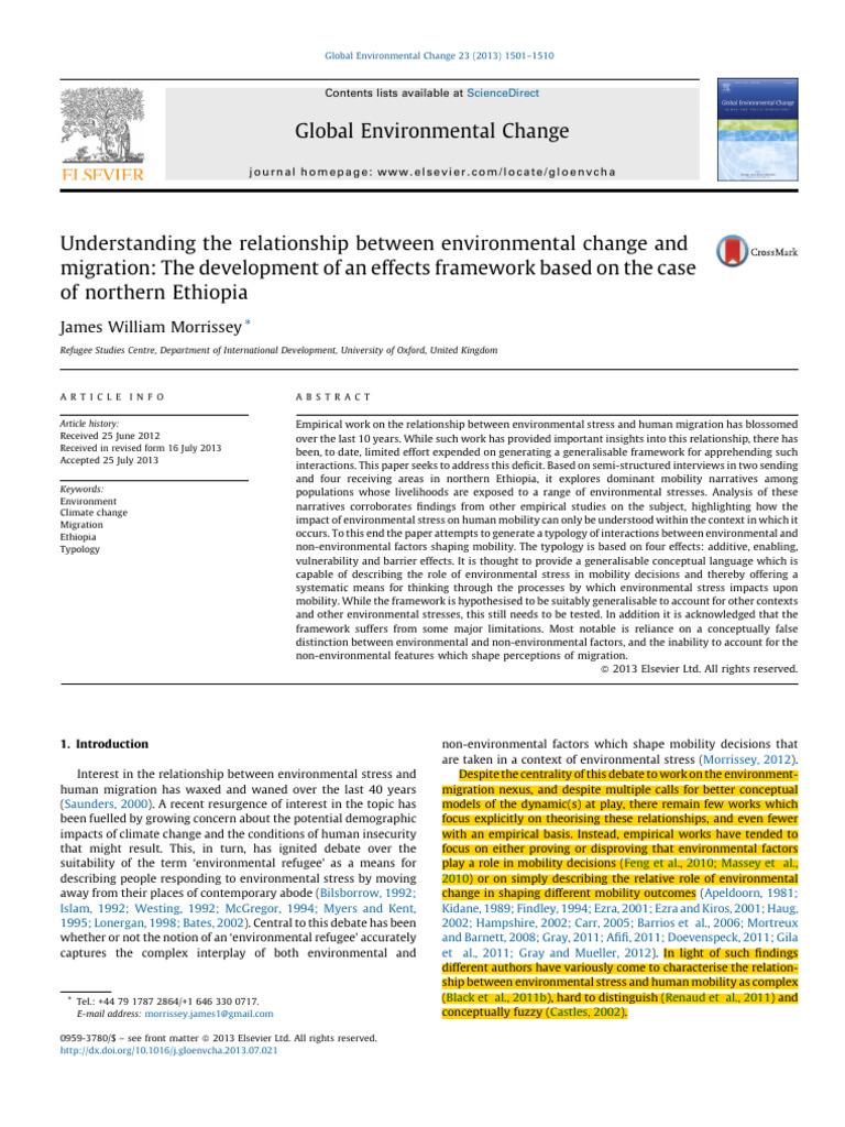Understanding The Relationship Between Environmental Change and | PDF ...