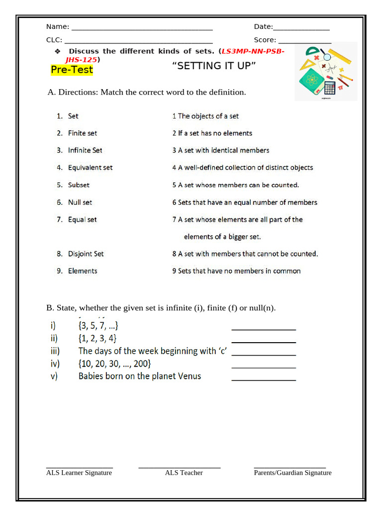 LS3 Math-Worksheets-JHS (Different Kind of Sets) | PDF | Polynomial ...