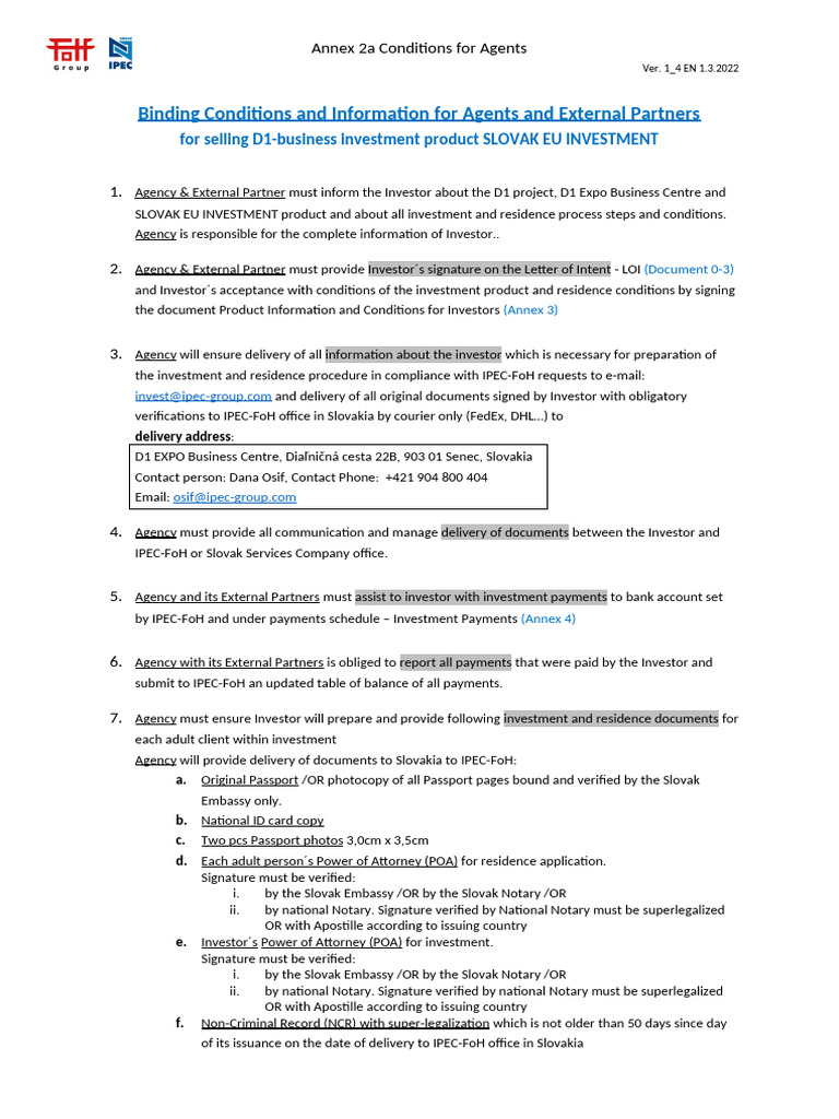 1-2a Annex2 Conditions For Agents v1 - 4 en 1.3.22 | PDF | Identity ...