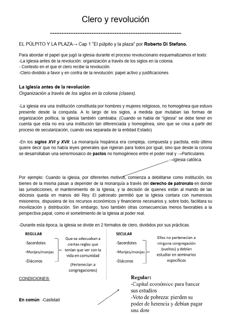 El Pulpito y La Plaza. Clero y Revolucion - Fardkin | PDF | Clero | Iglesia Católica