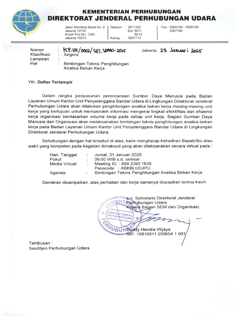 Surat Bimtek Penghitungan ABK BLU UPBU 2025 | PDF