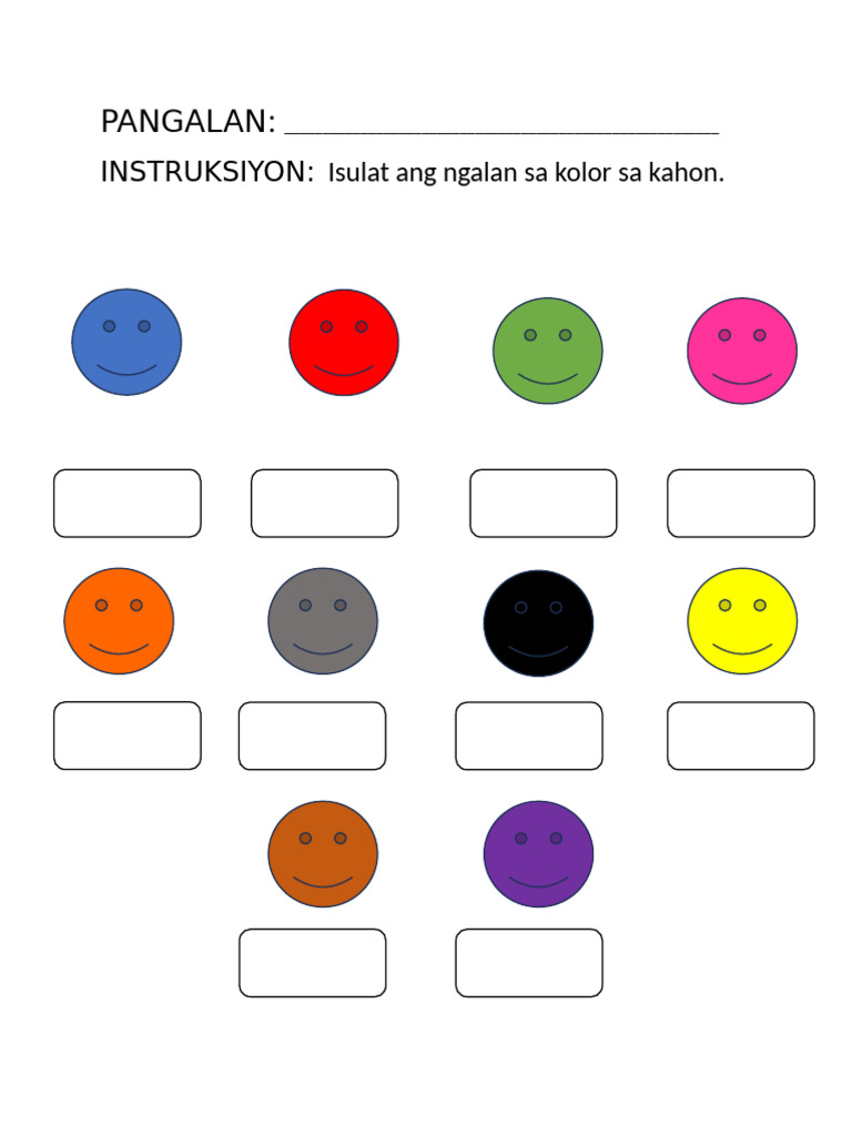 BISAYAAAAAA Color Spelling Worksheets | PDF