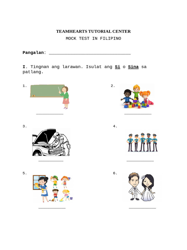 Mock Test For Filipino | PDF