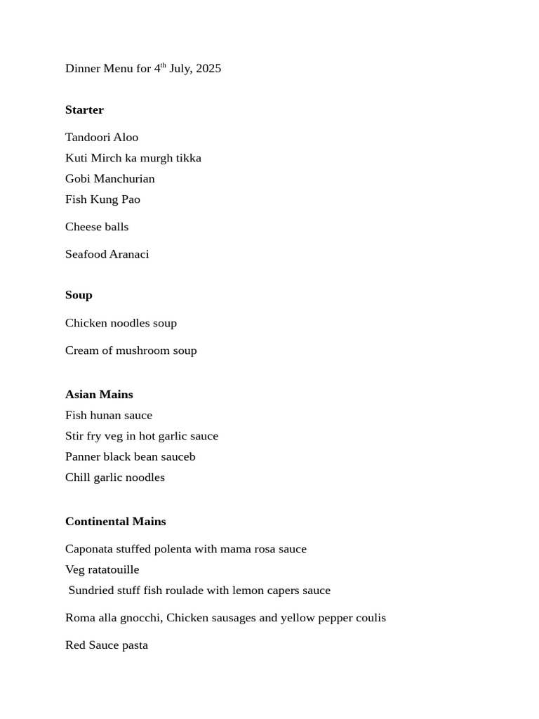 Dinner Menu | PDF