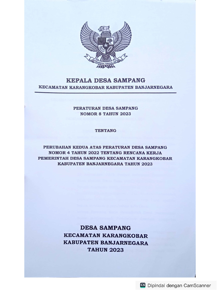 Perdes Perubahan Kedua Rkpdes 2023 | PDF