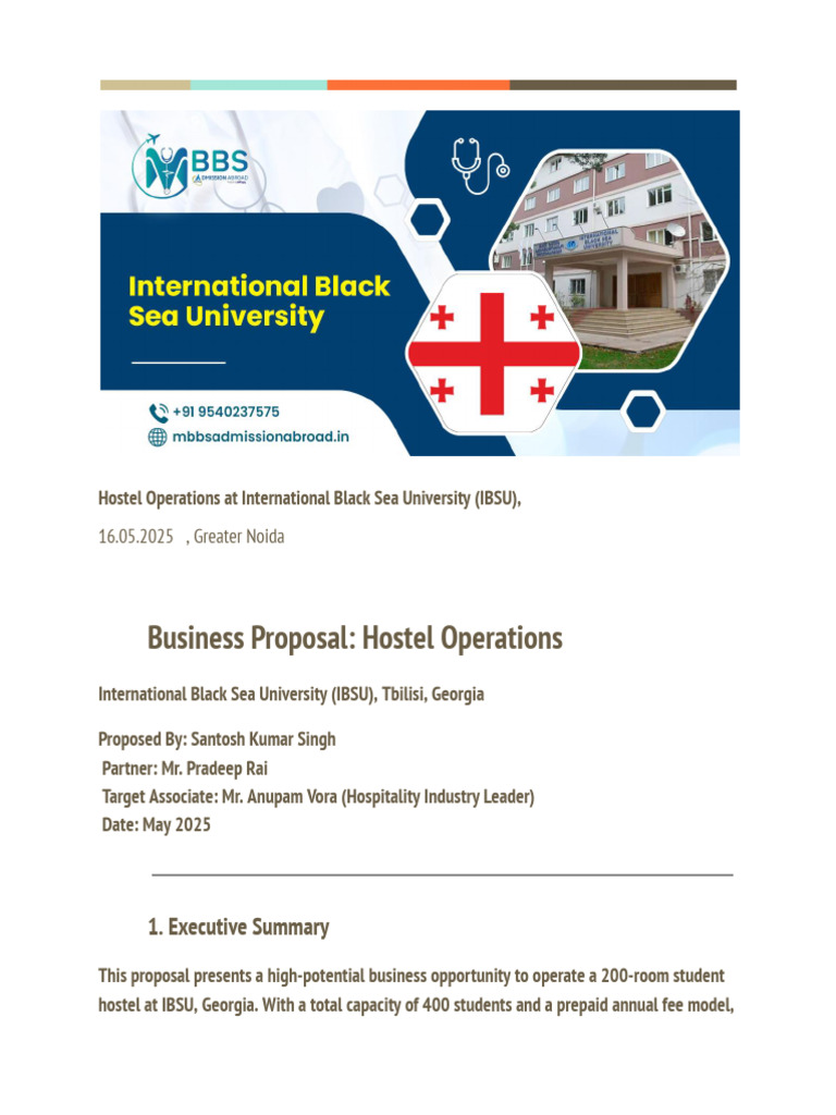 IBSU Student Hostel Business Proposal | PDF | Revenue | Economies