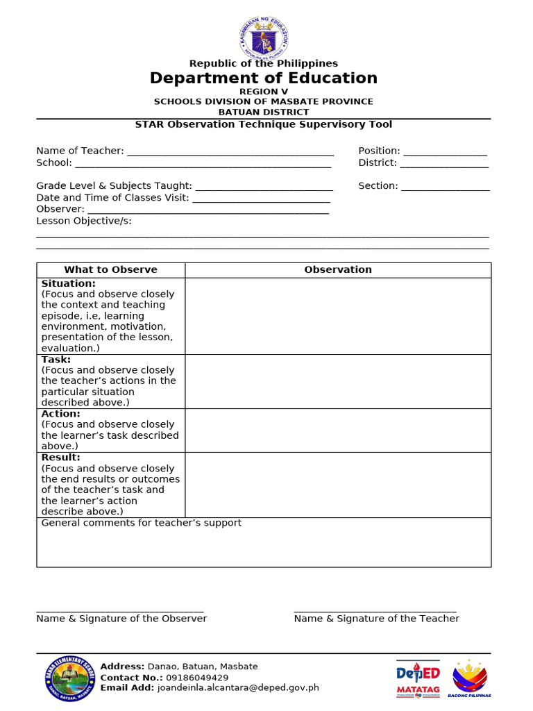 STAR Observation Technique Supervisory Tool | PDF