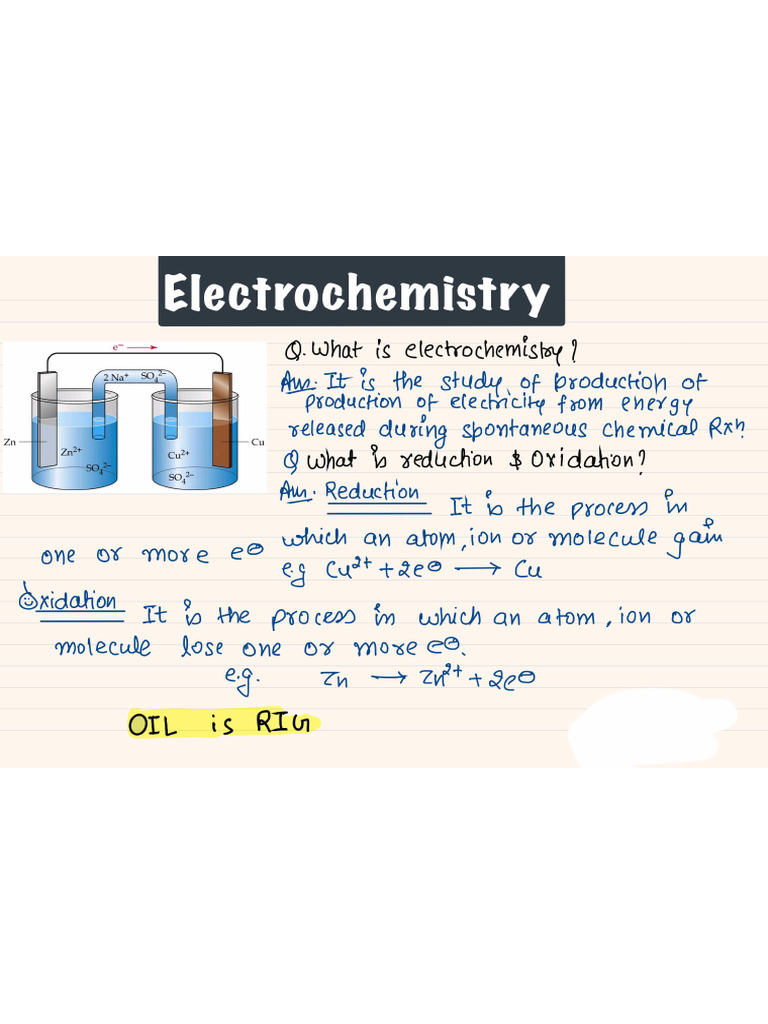 Electrochemistry Class 12 Note | PDF