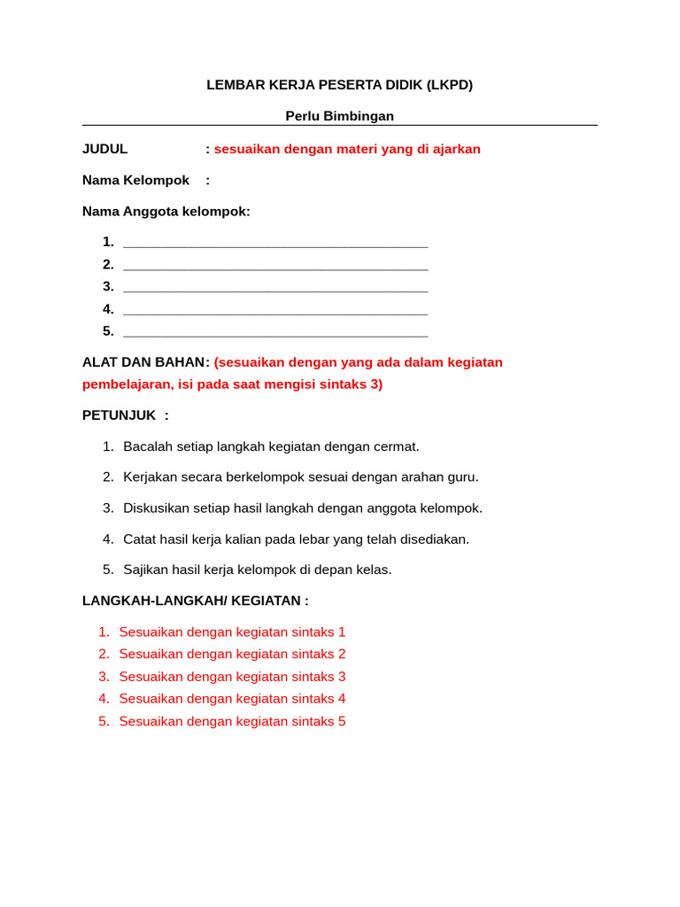 9. Ukin - Template Lembar Kerja Peserta Didi1 | PDF