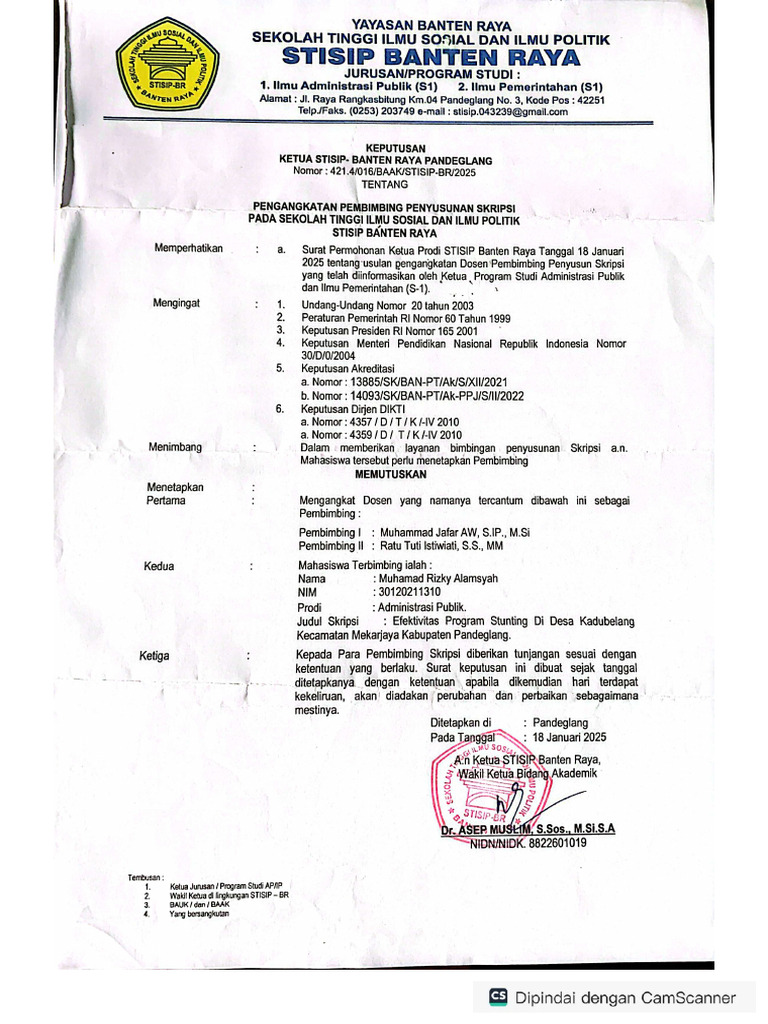 SK Pembimbing Skripsi | PDF