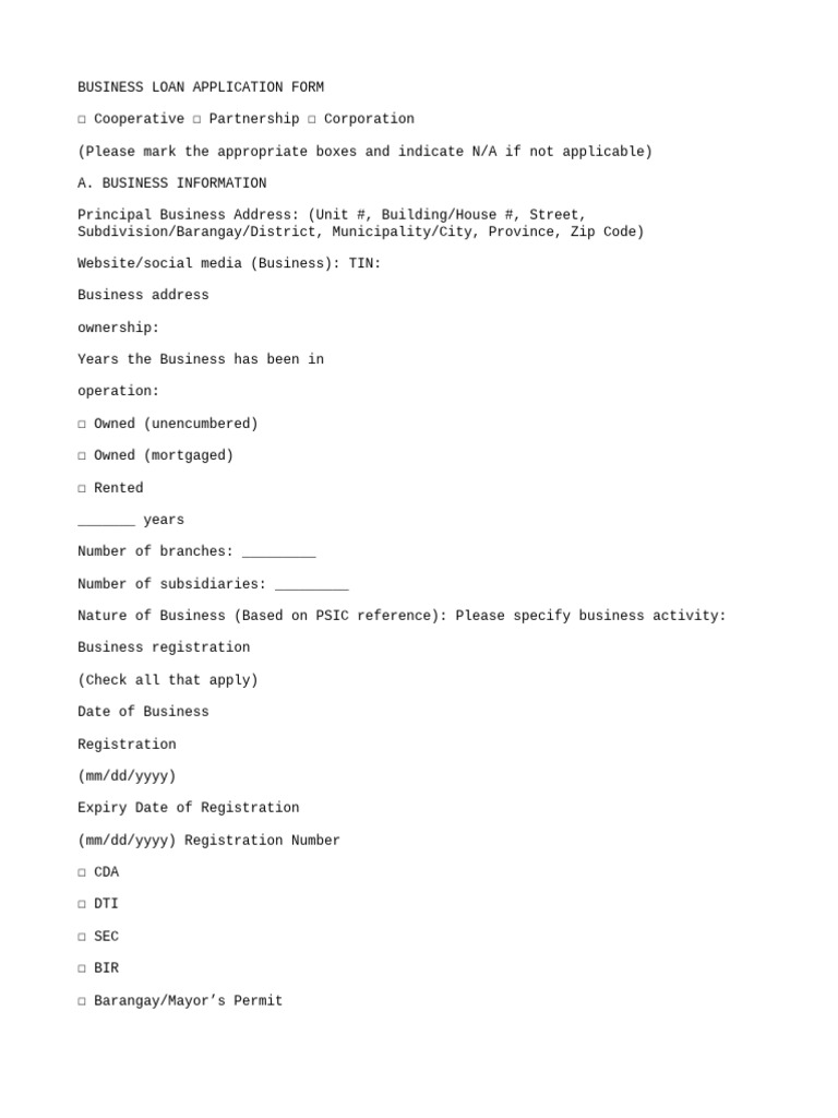 Business Application Form - Annex A-2 | PDF | Loans | Banks