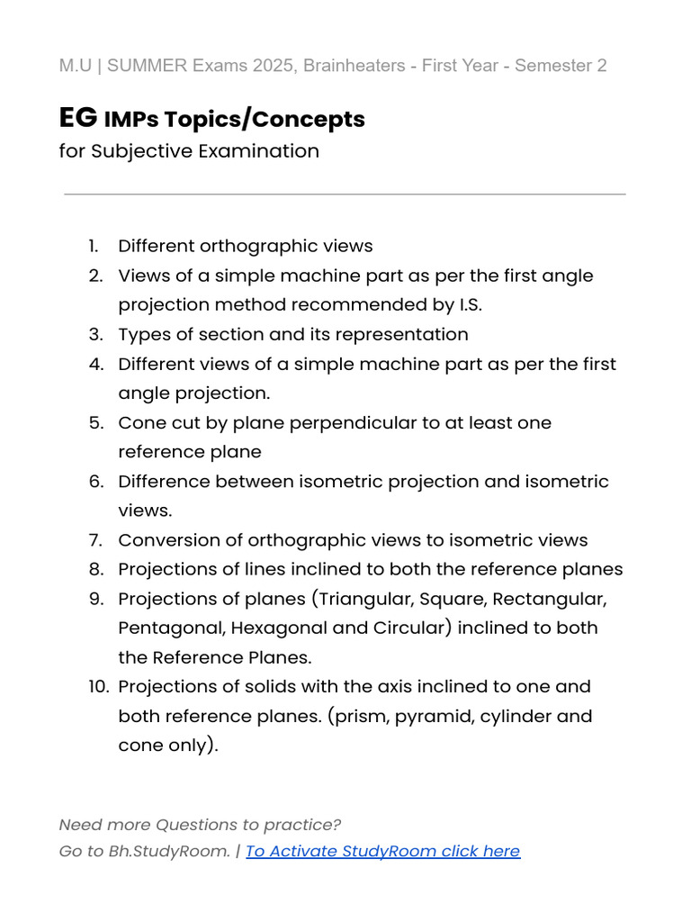 Eg Fe Sem2 Imp Topics | PDF