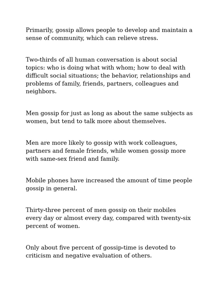 The Truth About Gossip | PDF