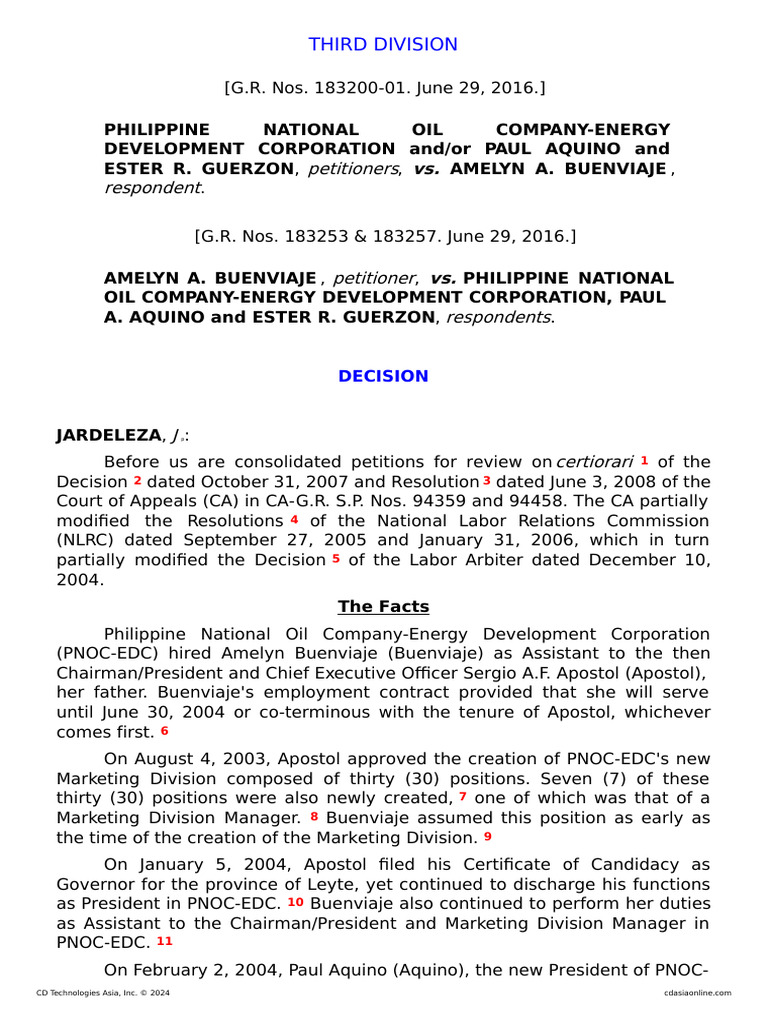PNOC-EDC v. Buenviaje | PDF | Employment | Performance Appraisal