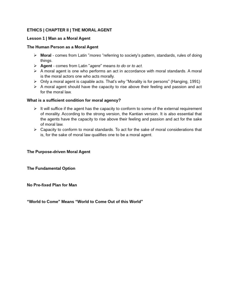 Understanding Moral Agency and Development | PDF | Paul The Apostle ...