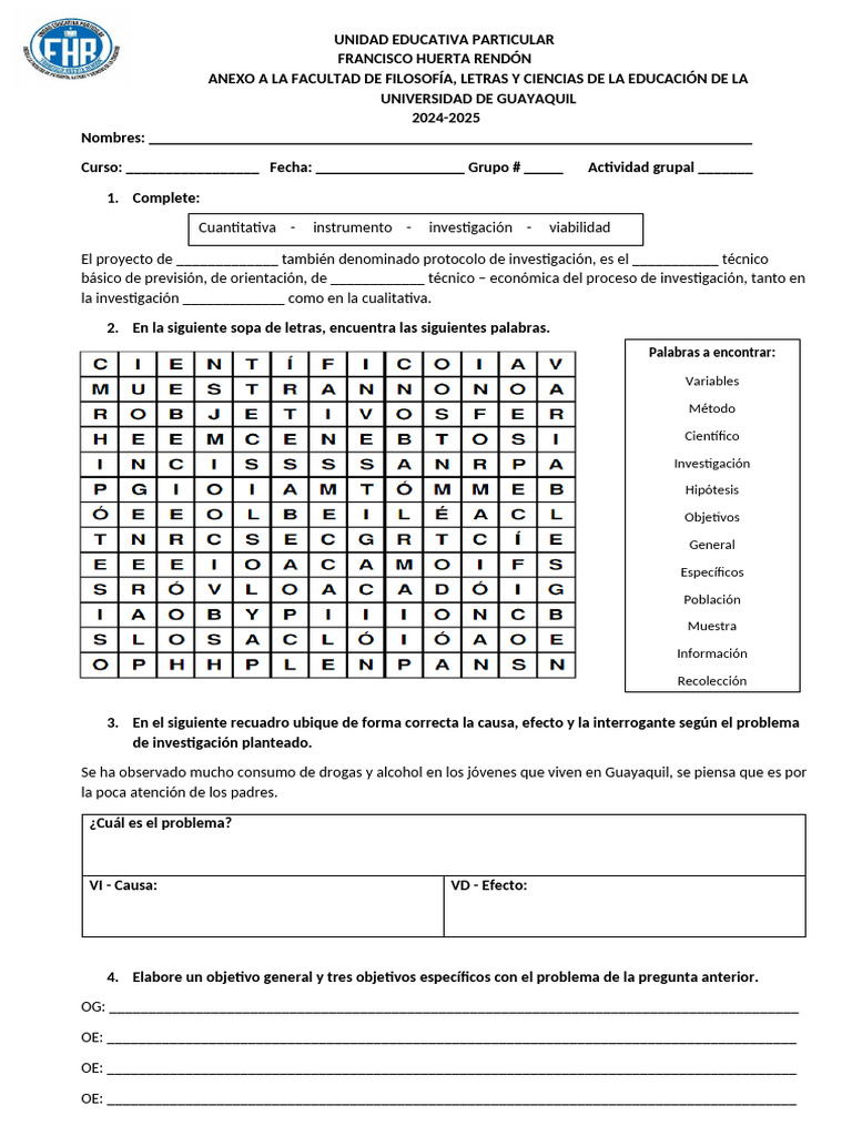 Actividad Grupal de 2 BGU A | PDF | Método científico | Investigación