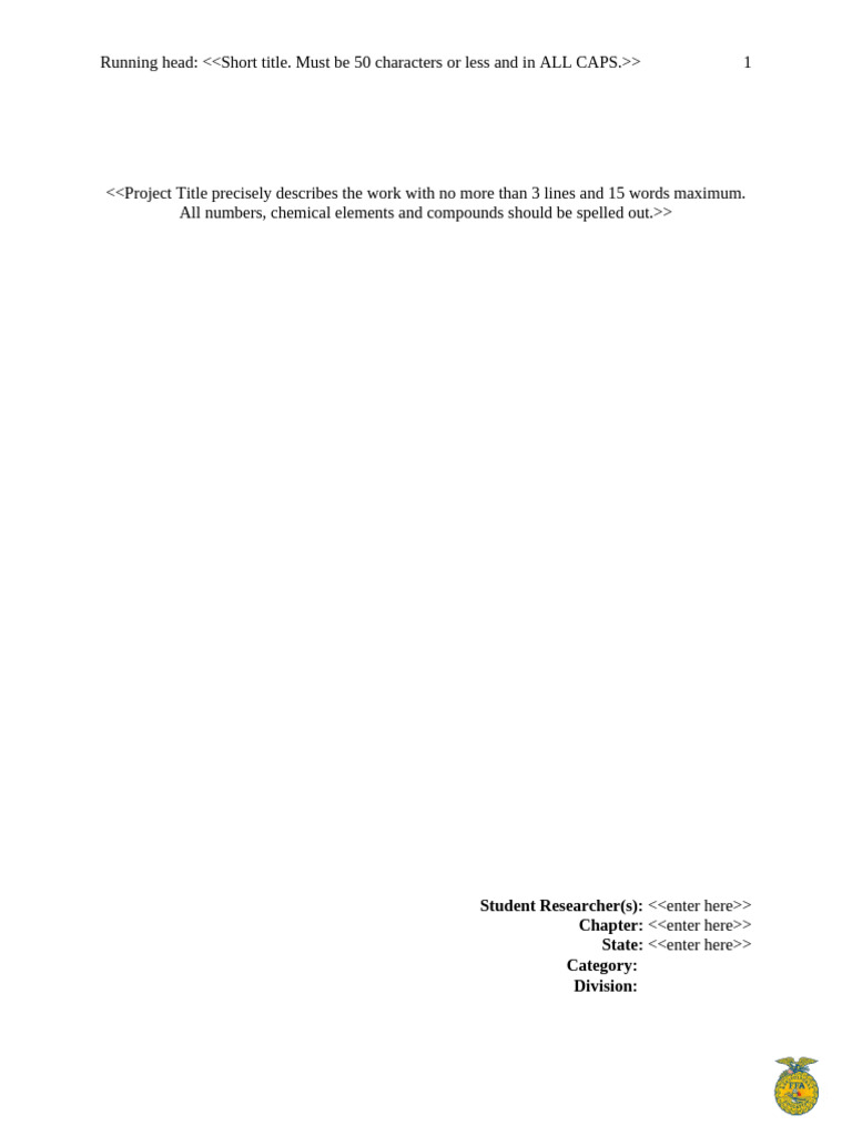 Agriscience Fair Written Report Template - Divisions 3-6 | PDF