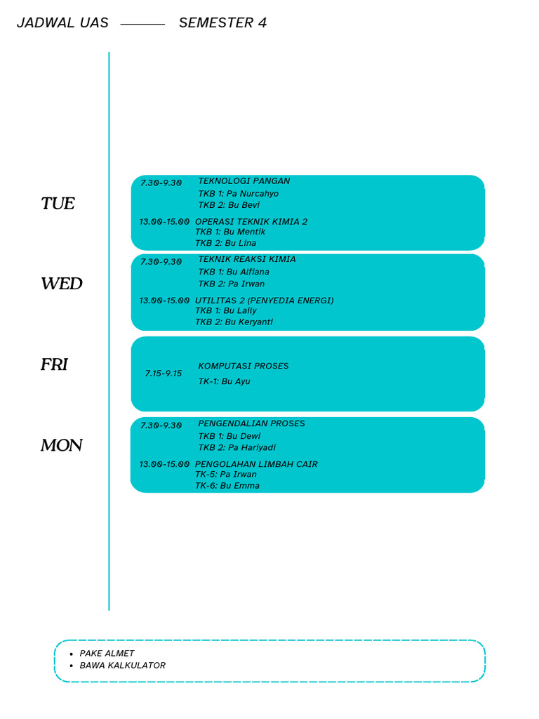 Jadwal Uas SMT 4 | PDF