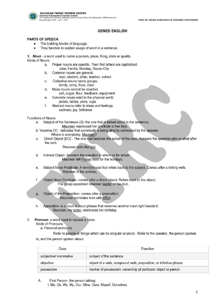 ENGLISH Handouts | PDF