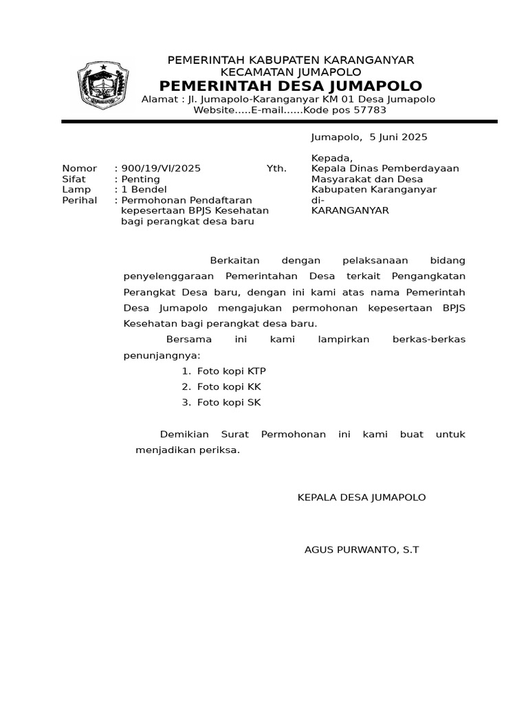 Permohonan Kepesertaan Bpjs | PDF