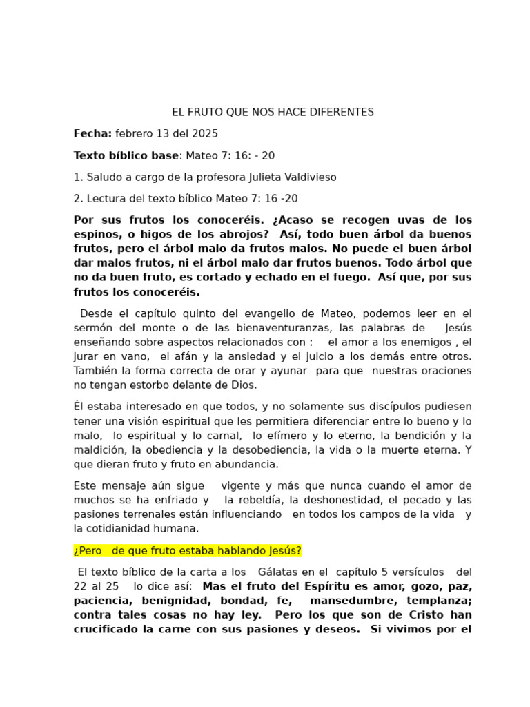 Fruto del Espíritu en Nuestras Vidas | PDF | Fruto Del Espiritu Santo ...