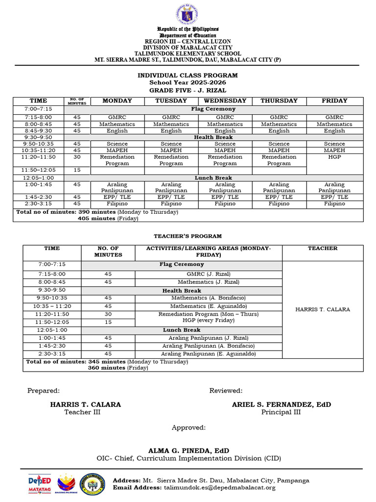 g5 Individual Class Program v.1 2025 2026 | PDF | Government | Spanish East Indies