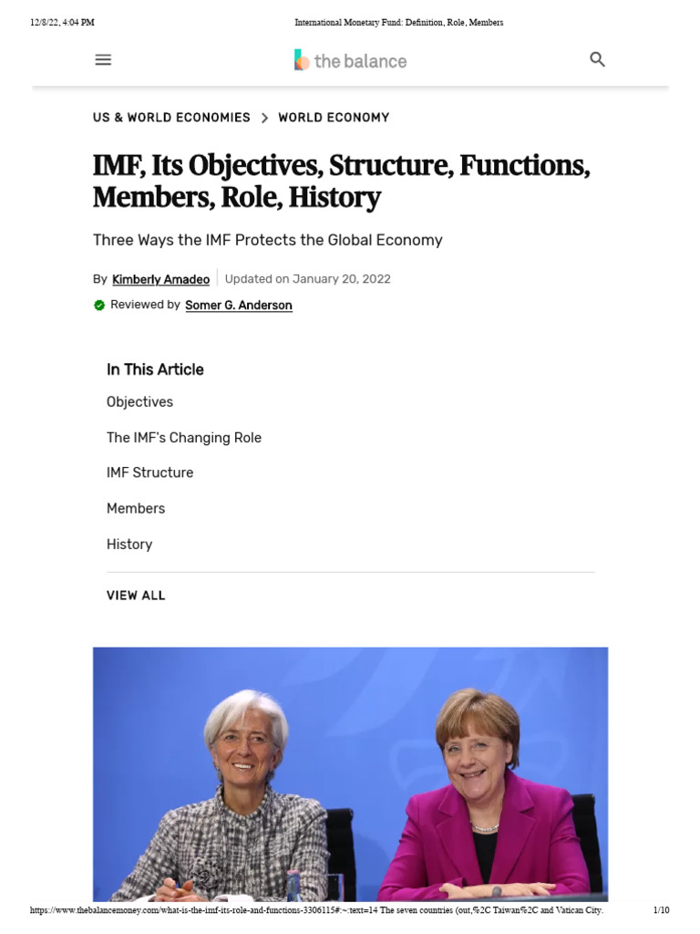 IMF Objectives and Functions Explained | PDF | International Monetary ...
