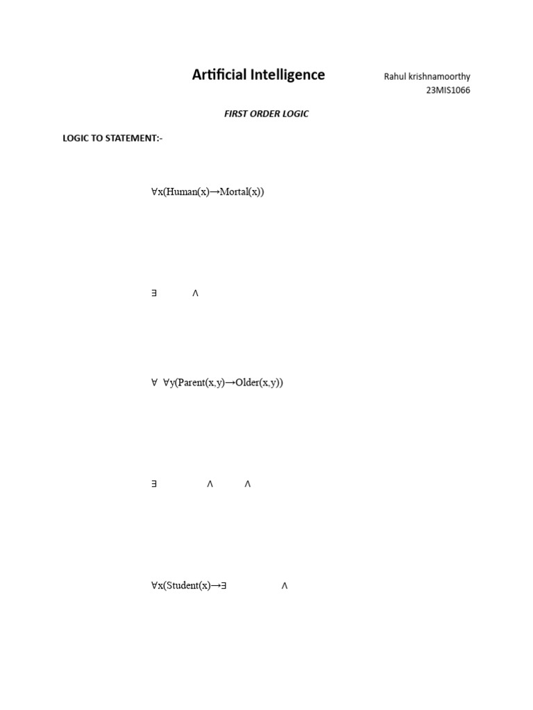 First Order Logic | PDF