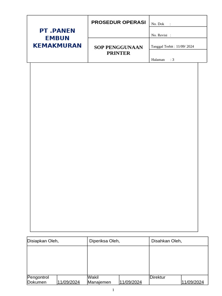 SOP Penggunaan Printer di Kantor | PDF