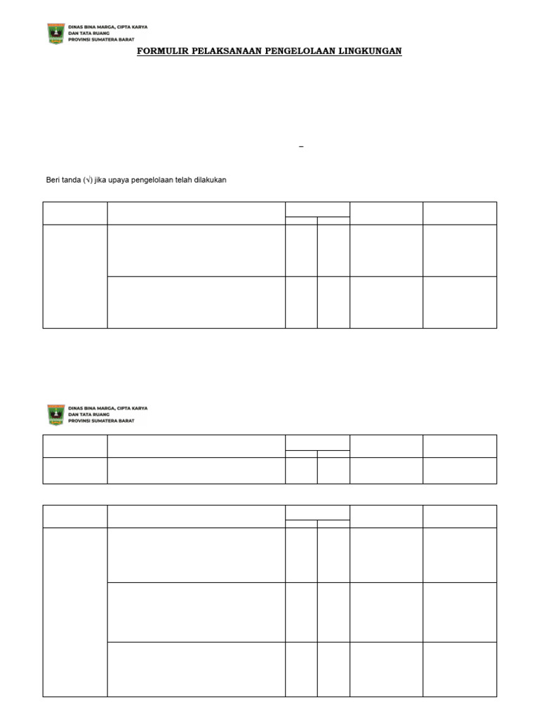 Formulir RKL-RPL Jl. Pasar Baru-Alahan Panjang | PDF
