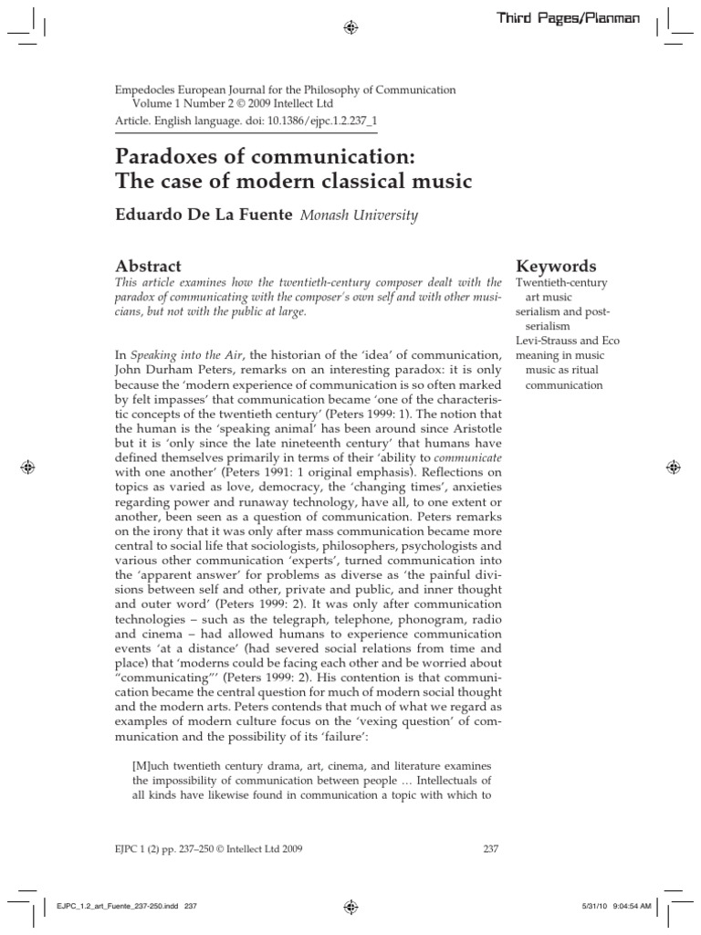 Paradoxes of Communication The Case of M | PDF