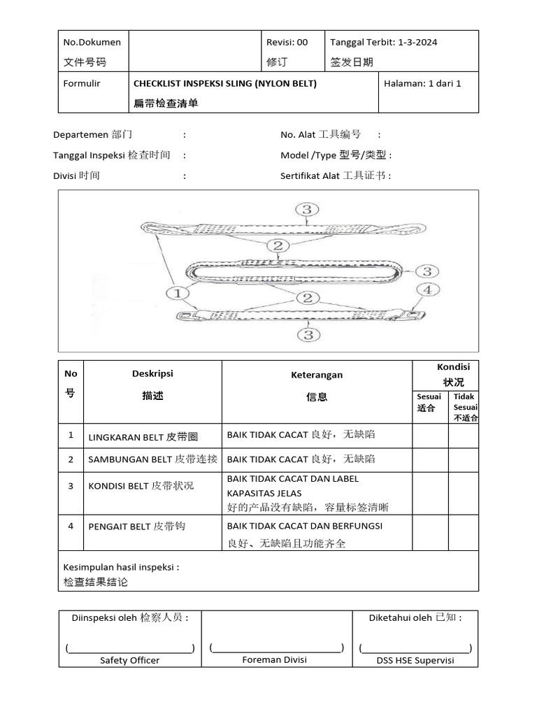 Itss-Ohs-Fi-009 Check List Inspeksi Webbing | PDF