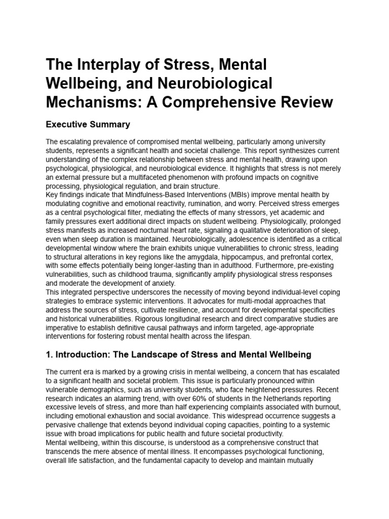 Stress Mental Health Review Synthesis Pdf Stress Biology