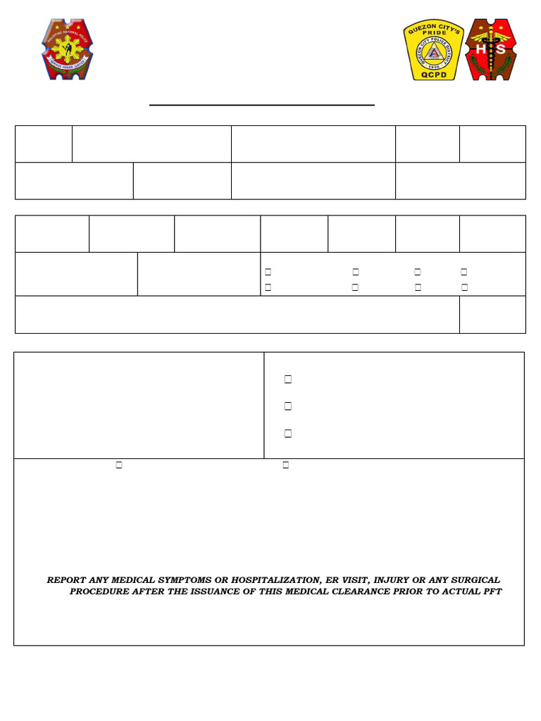 PFT Pre-Medical Clearance 2025 | PDF | Body Mass Index | Obesity