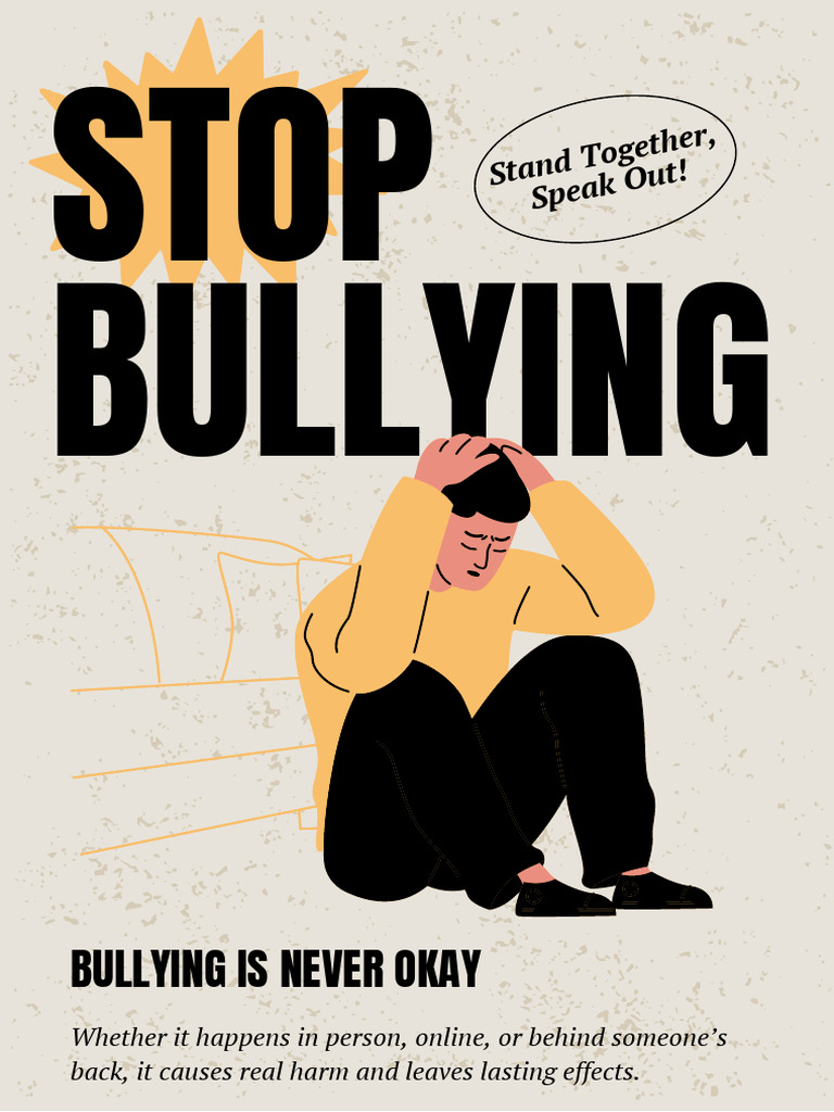 Cream Illustrative Stop Bullying Poster | PDF