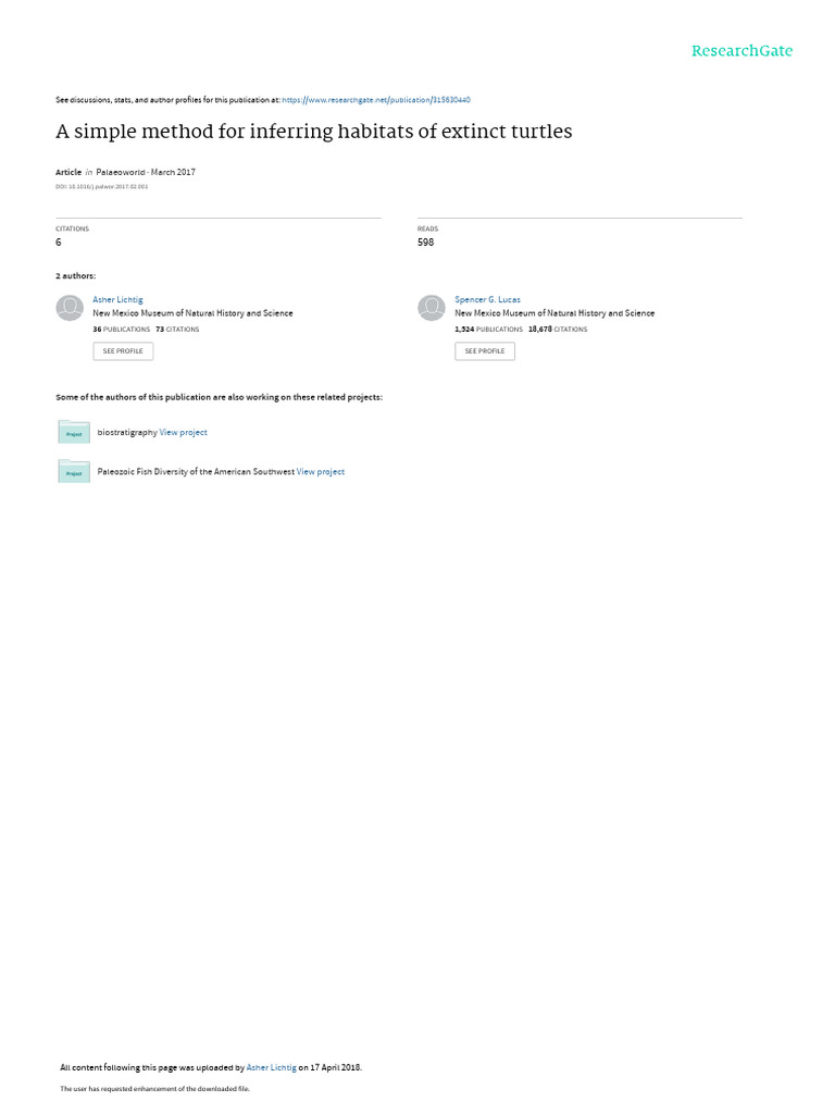 A Simple Method For Inferring Habitats of Extinct Turtles | PDF ...