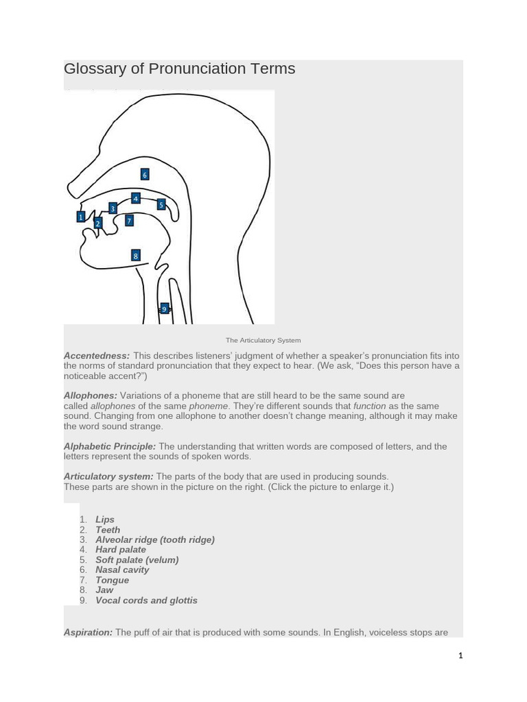 Glossary of Pronunciation Terms | PDF | Stress (Linguistics) | English ...