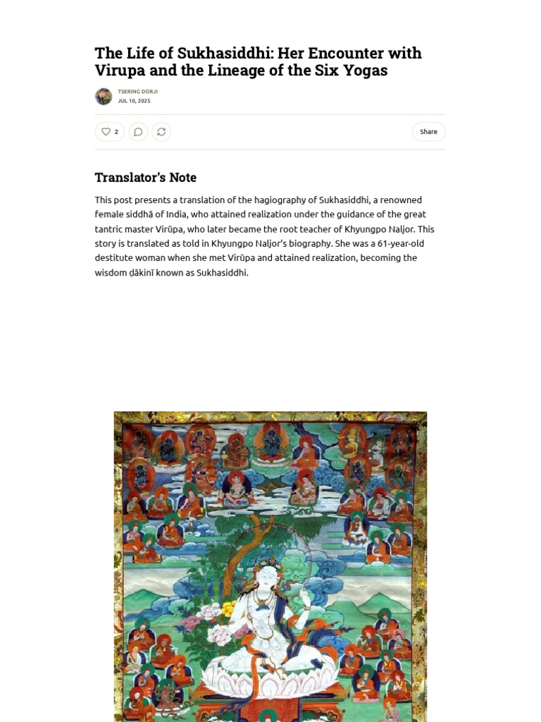 The Life of Sukhasiddhi - Her Encounter With Virupa and The Lineage of ...
