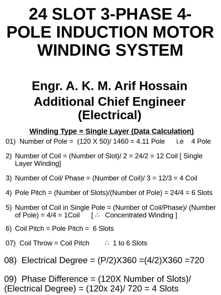 24slot 3-Phase 4-Pole Induction Motor Winding System | PDF