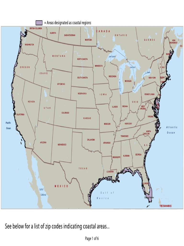 Coastal Map and Zip Codes | PDF