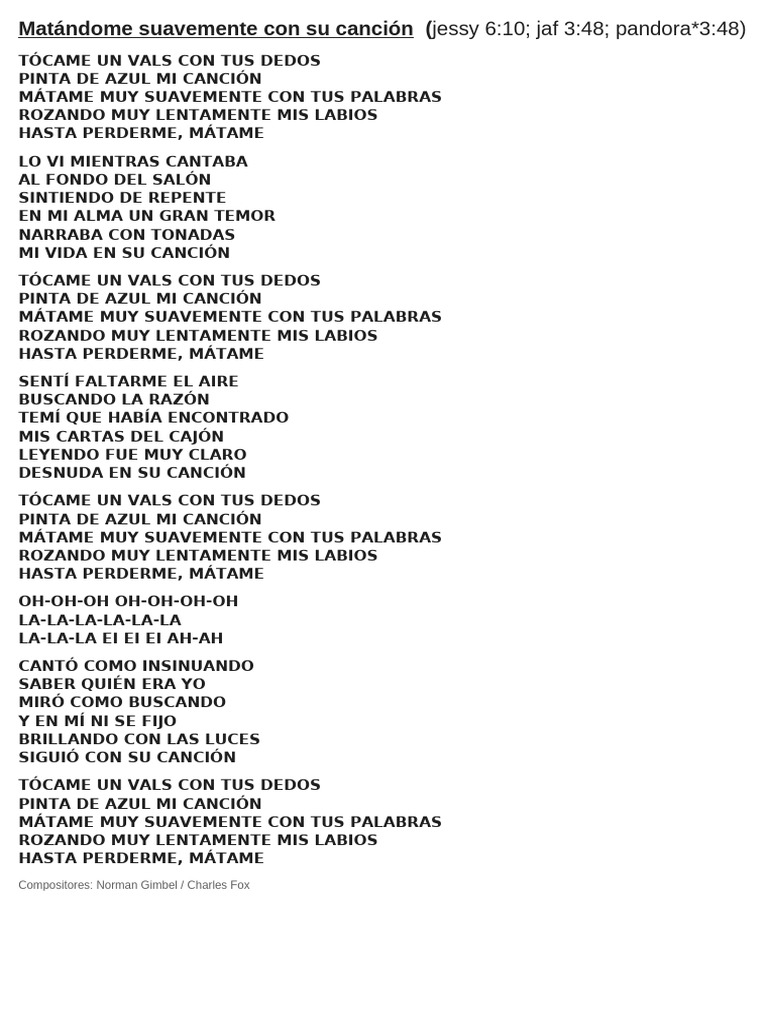 Matándome Suavemente Con Su Canción | PDF