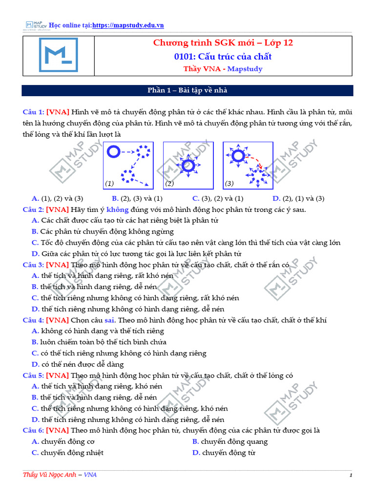 Chương trình SGK mới - Lớp 12: 0101: Cấu trúc của chất | PDF