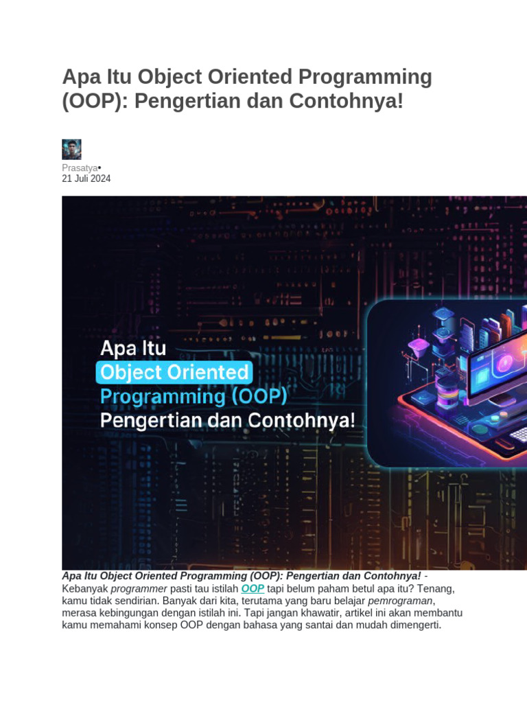 Apa Itu Object Oriented Programming | PDF