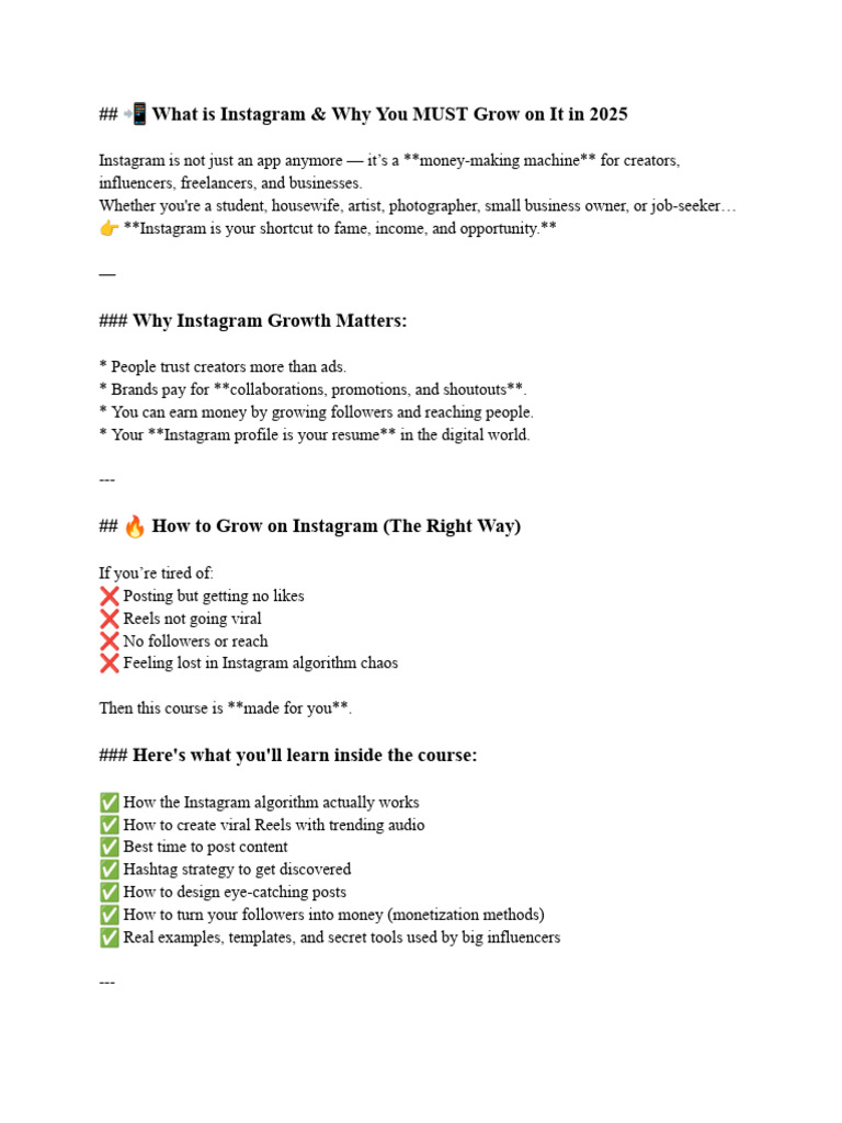 Instagram Growth Course | PDF | Media Sharing | Human Communication