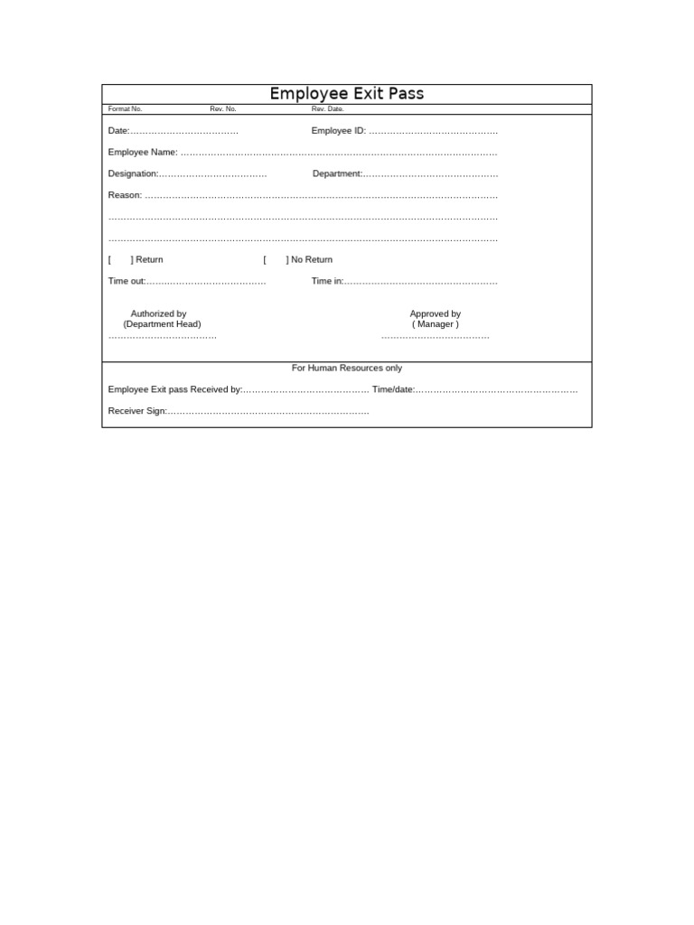Walmart Employee Exit Pass Form | PDF