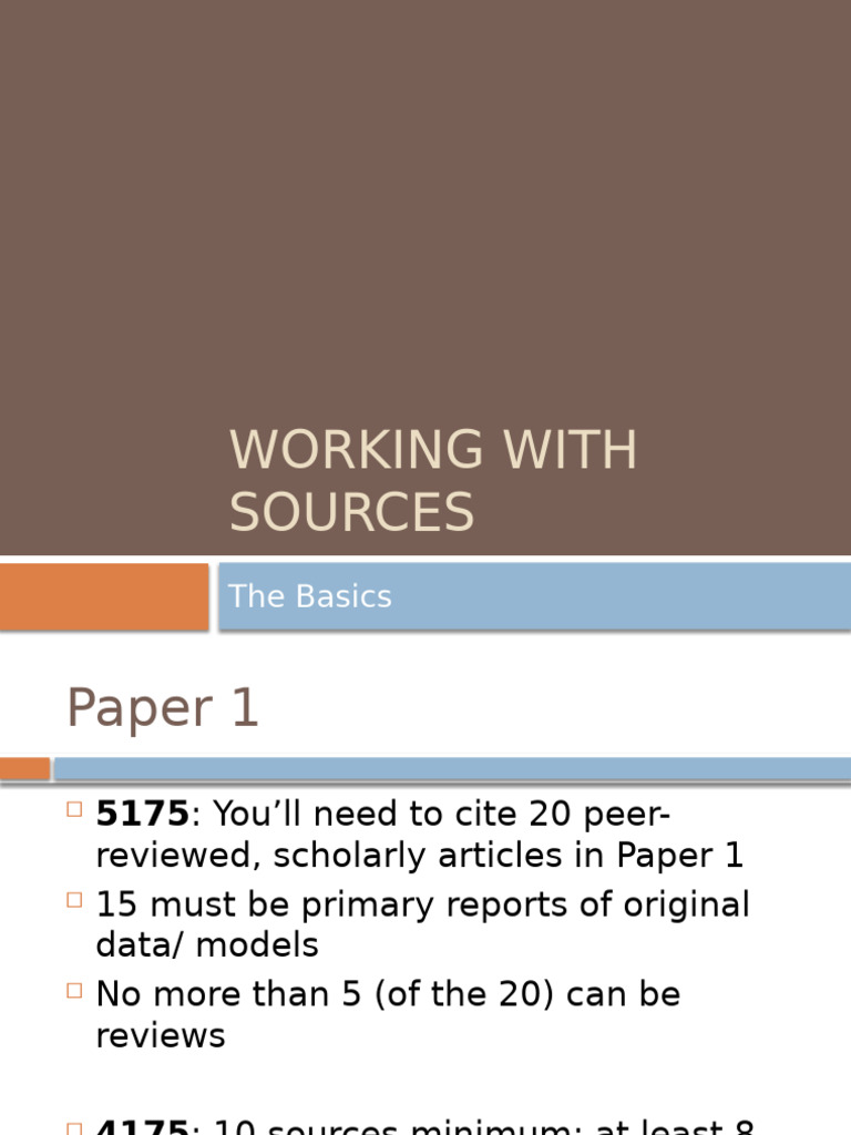 Working With Sources - The Basics | PDF