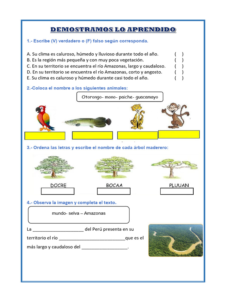 Región Selva Ficha | PDF