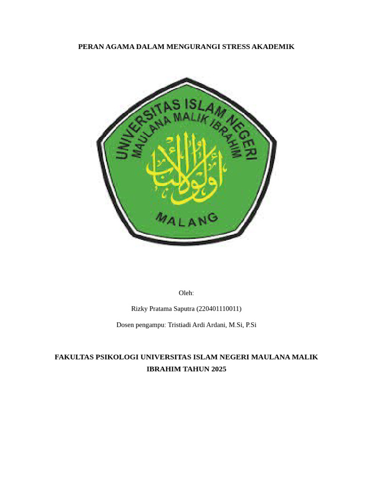 Peran Agama Reduksi Stres Akademik | PDF