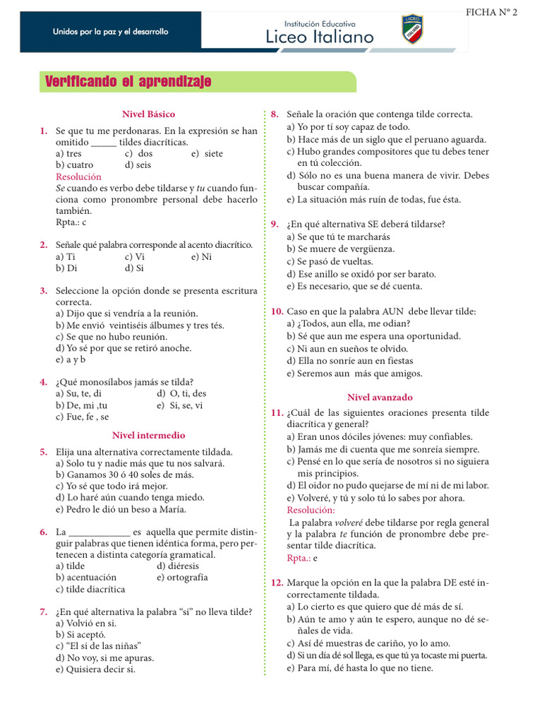 Uso del Acento Diacrítico en Español | PDF | Lingüística